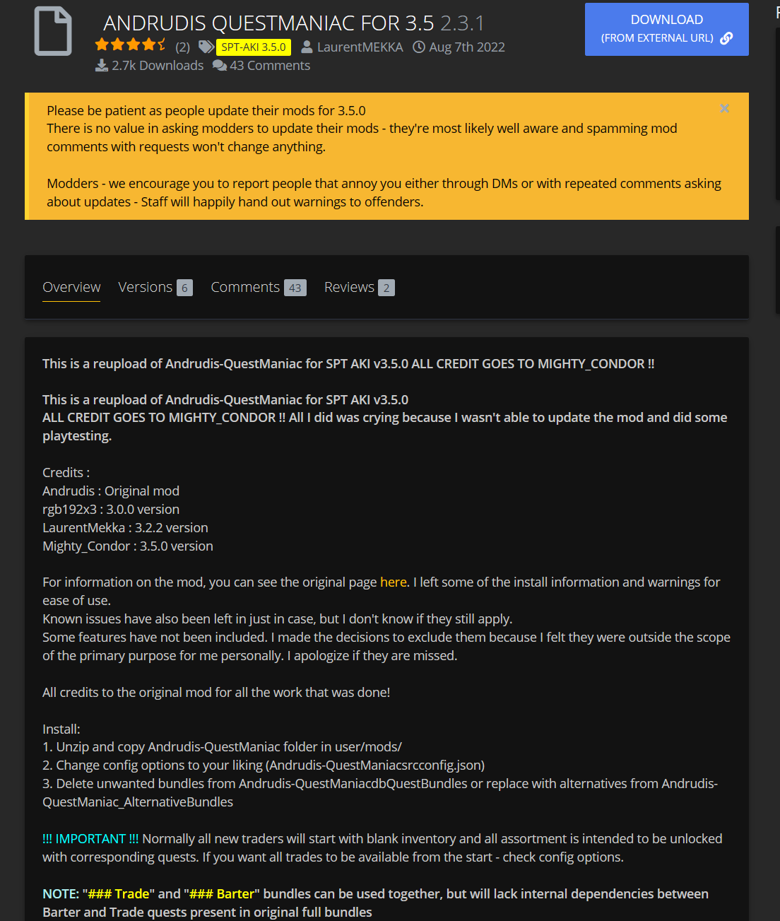 搬运：任务狂人MOD支持3.50-ODDBA社区